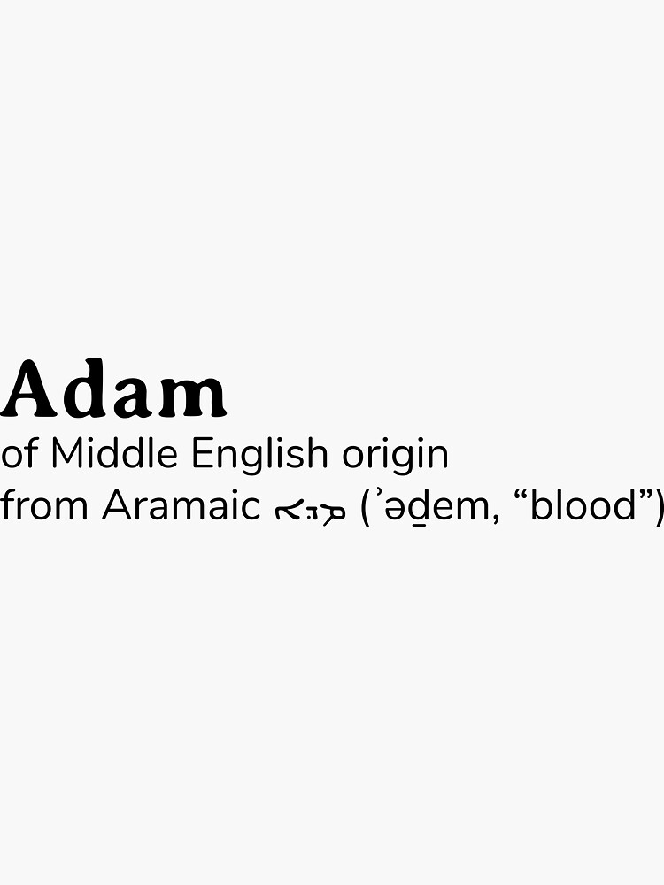 "Adam name etymology" Sticker for Sale by YourNameStory | Redbubble