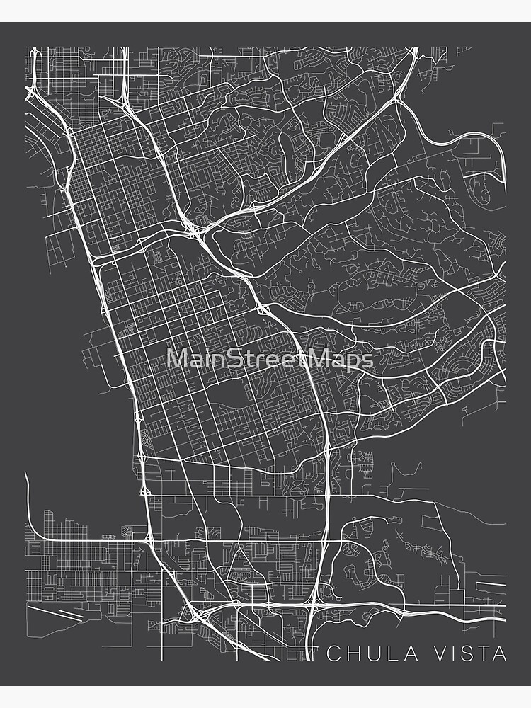 "Chula Vista Map, USA - Gray" Poster by MainStreetMaps | Redbubble