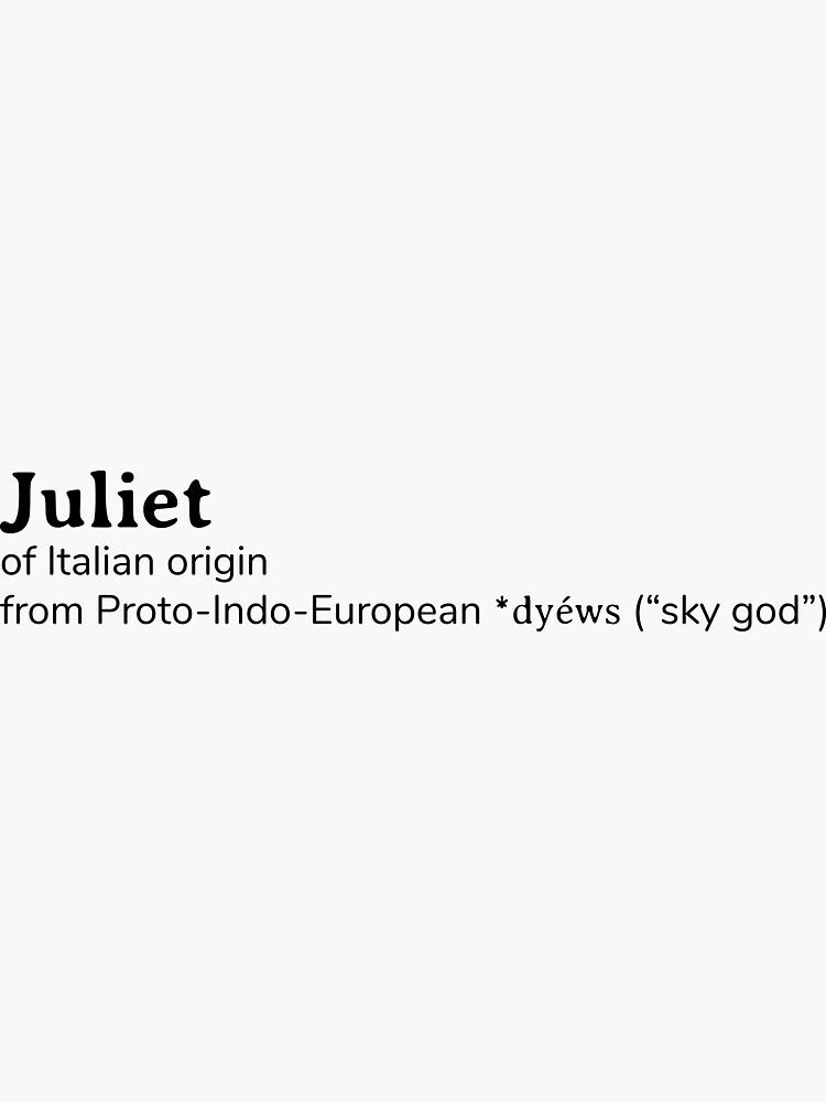 "Juliet name etymology" Sticker by YourNameStory | Redbubble