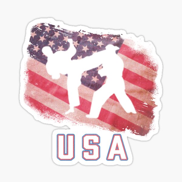 "USA American Flag Karate Team Stars and Stripes USA Karateka" Sticker ...