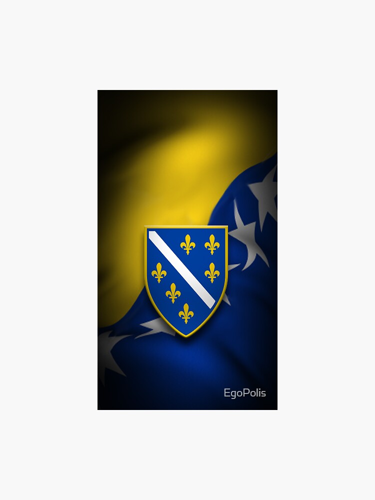 "Bosnian flag and symbol" Sticker for Sale by EgoPolis | Redbubble