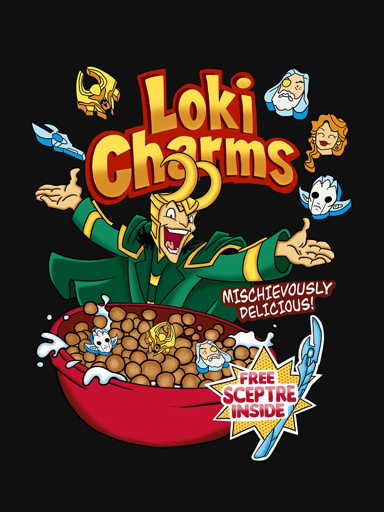 "Loki Charms Cereal - God Of Mischief " T-shirt for Sale by ...
