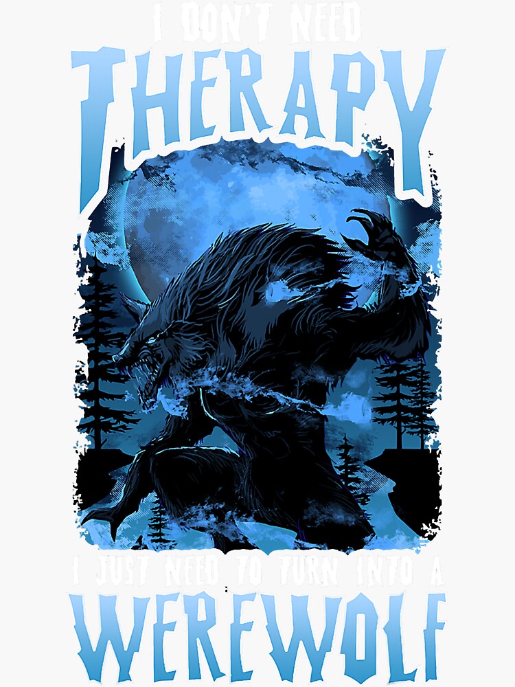 "Funny Werewolf Costume For Halloween 2021 I Blue Full Moon " Sticker ...