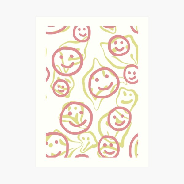 "pink and yellow marble wave smiley face pattern" Art Print by ...