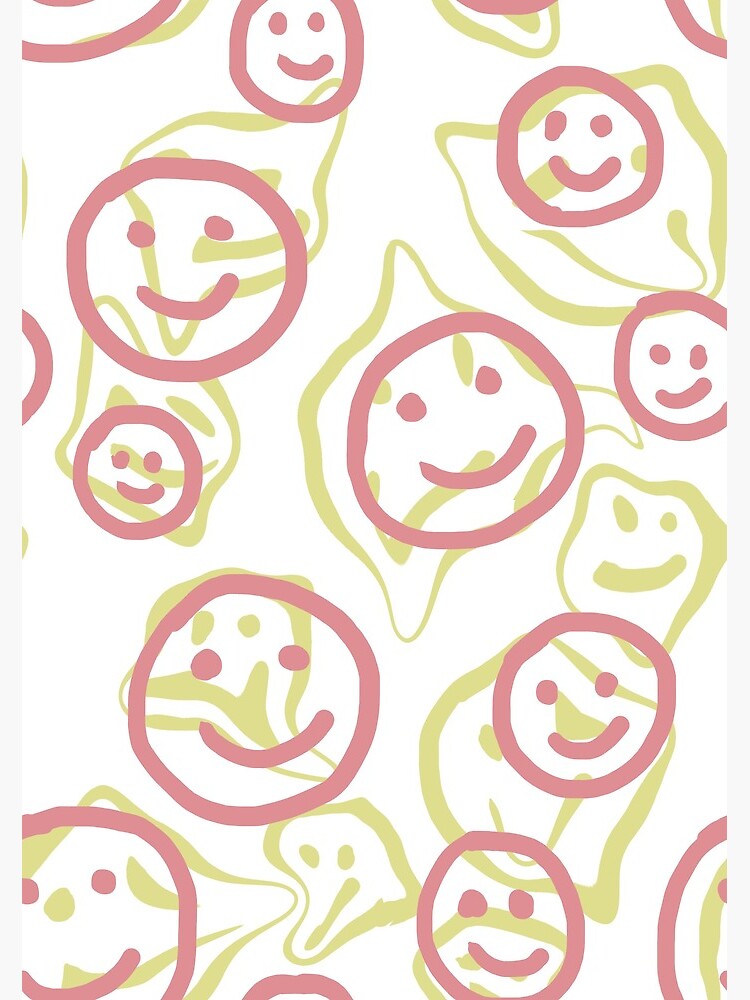 "pink and yellow marble wave smiley face pattern" Art Print by ...
