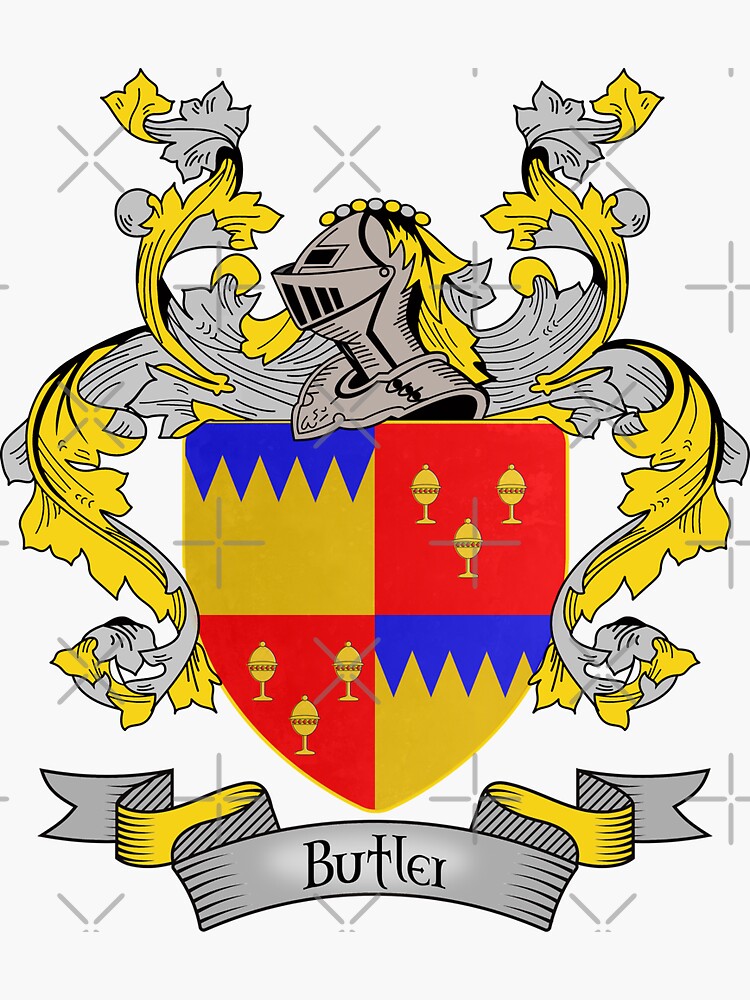 "Butler Coat of Arms - Butler Family Crest Shirt" Sticker for Sale by ...