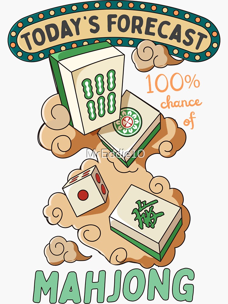 "Mahjong Tiles And Clouds Cartoon" Sticker for Sale by MrEddie10 ...