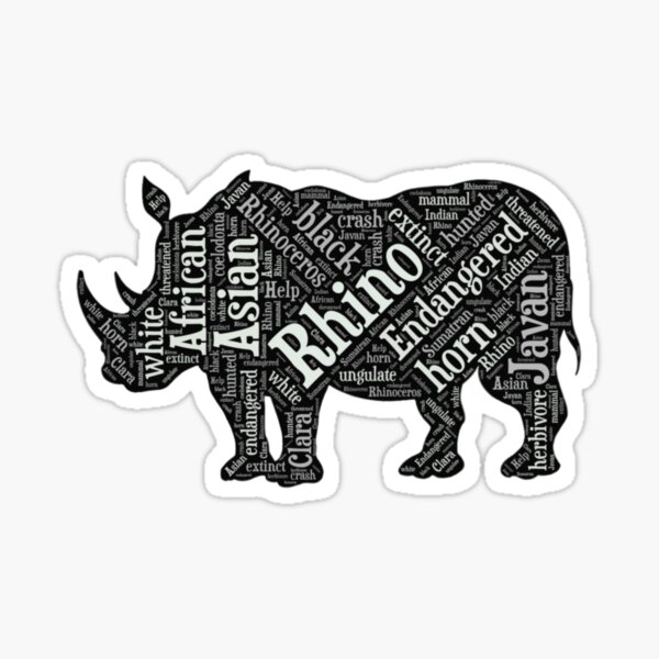 "Rhino Word Art" Sticker for Sale by RhinoArtStudios | Redbubble