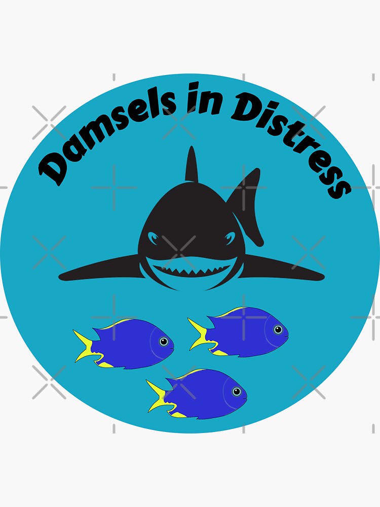 "Damsels In Distress - Funny Damselfish" Sticker for Sale by sabertones ...