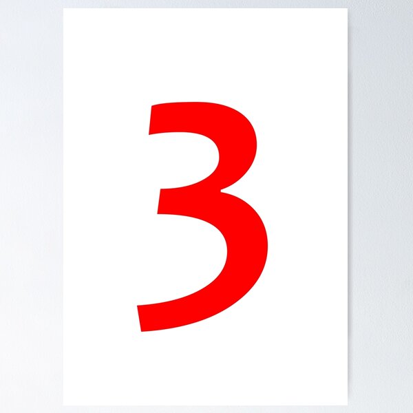 "Red color Number 3" Poster for Sale by WECreations | Redbubble