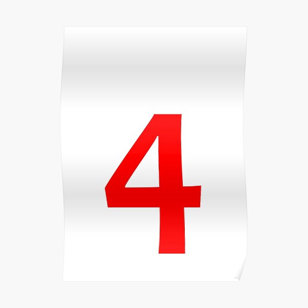 "Red color Number 4" Poster for Sale by WECreations | Redbubble