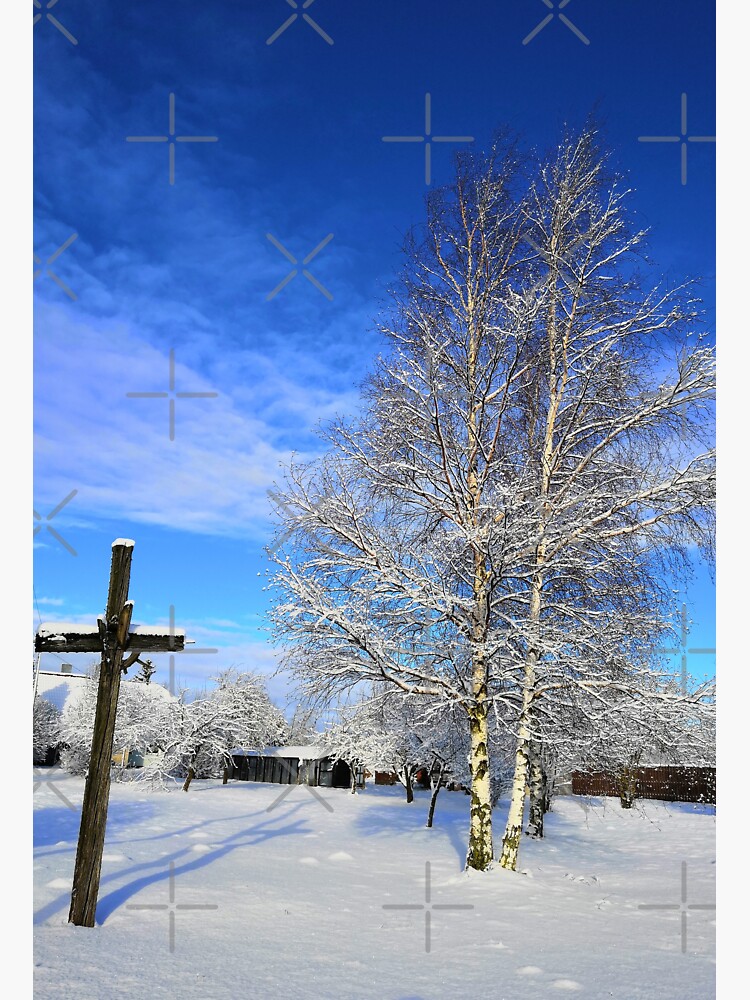 "Winter Wooden Cross" Sticker for Sale by TrickyGraphics | Redbubble