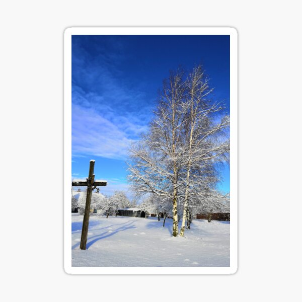 "Winter Wooden Cross" Sticker for Sale by TrickyGraphics | Redbubble