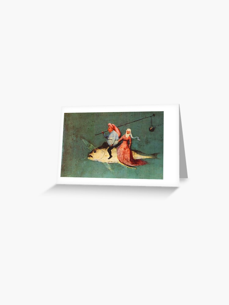 "Weird flying fish with riders design by Hieronymus Bosch" Greeting ...