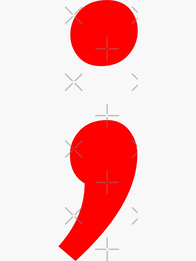 "Red color Semicolon / Punctuation Mark" Sticker for Sale by ...