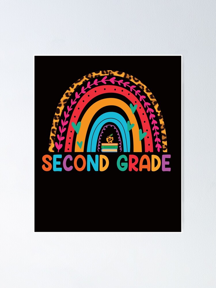 "Second Grade Rainbow Back To School Teacher 2nd Grade Squad" Poster ...