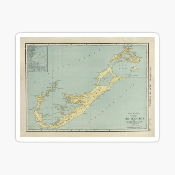 "Old Bermuda Map (1924) Vintage Bermudian Island Nautical Chart ...