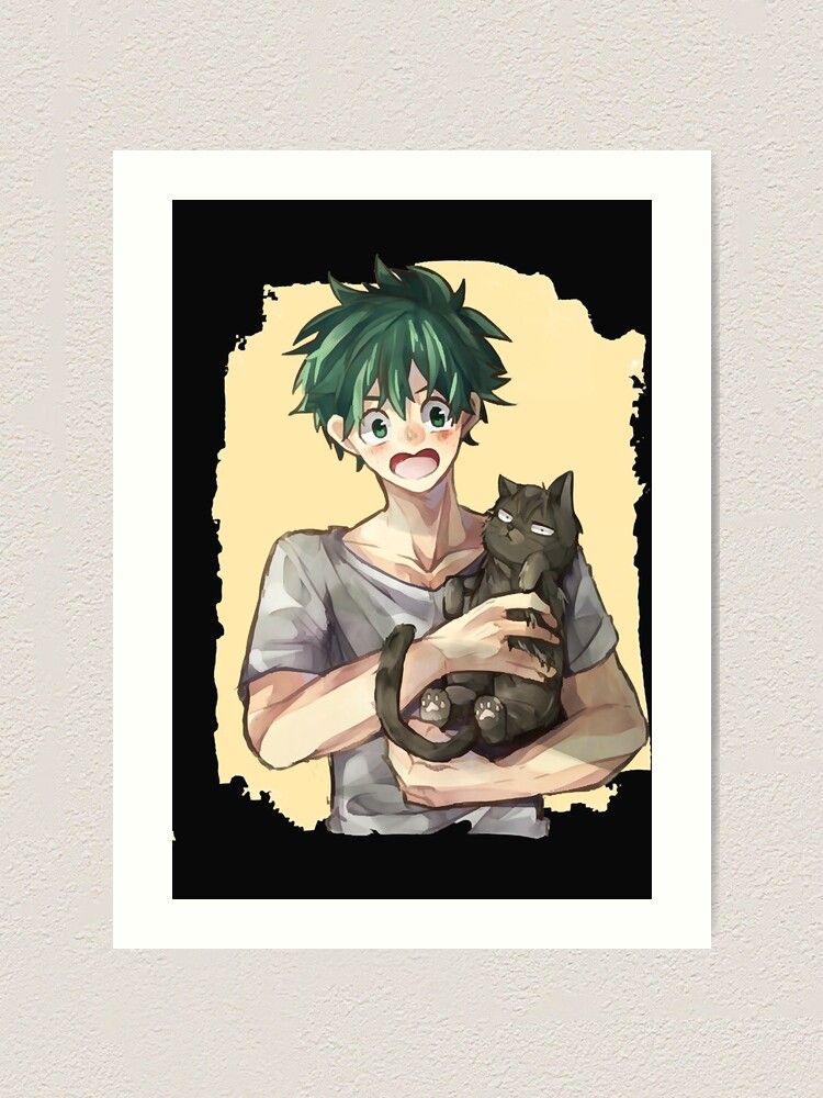 "Deku with The Cat Midoriya Izuku Boku No Hero Academia " Art Print for ...