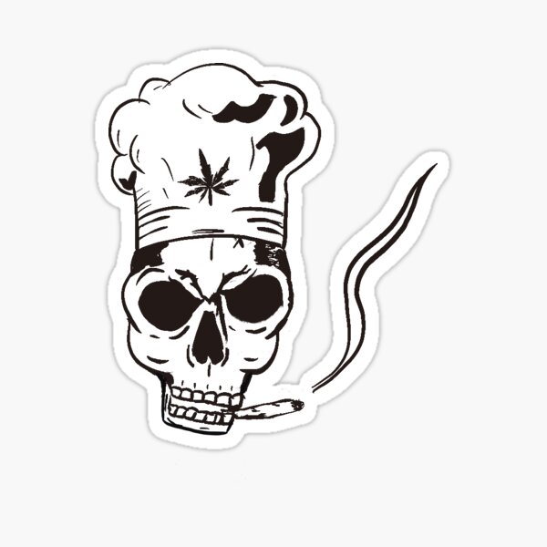 "Smokin Weed Scull Chef" Sticker for Sale by VibinArts | Redbubble