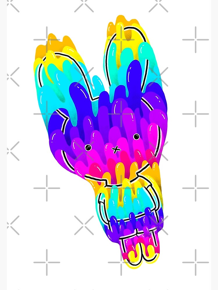 "Drippy Trippy Rainbow Bunny" Poster for Sale by chaucuterie | Redbubble