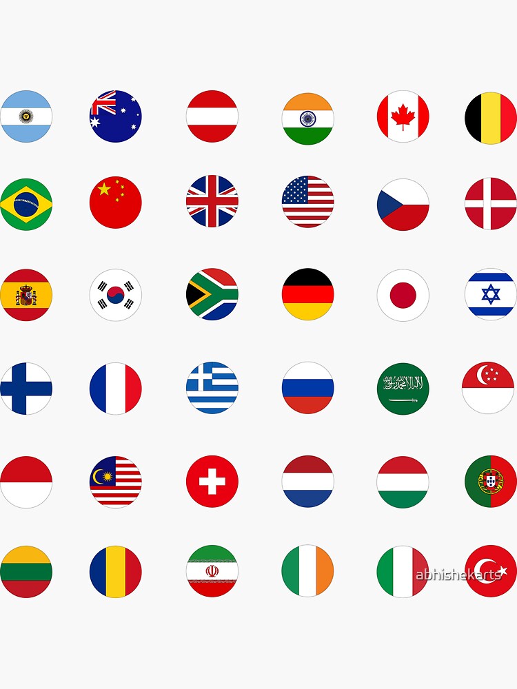 "Round national flags collection" Sticker for Sale by abhishekarts ...