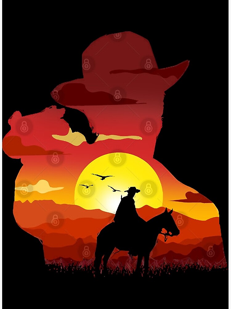 "Arthur Morgan SunSet Silhouette " Metal Print by Birthwrig | Redbubble