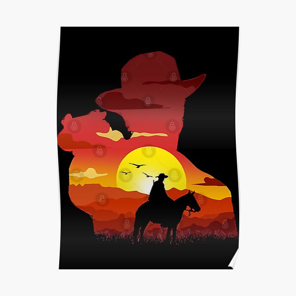 Póster «Arthur Morgan SunSet Silueta» de Birthwrig | Redbubble