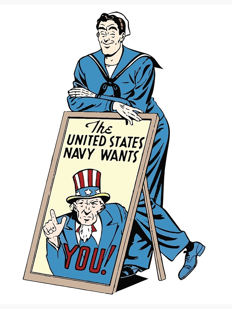 "US Navy Sailor Poster Join Recruitment Uncle Sam Comic Crackerjack ...