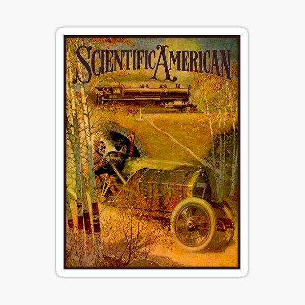 "SCIENTIFIC AMERICA ; Vintage Grand Prix Advertising Print" Sticker for ...