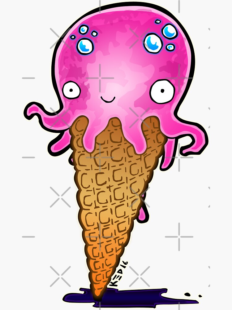 "Octocone" Sticker by brutalsquidart | Redbubble