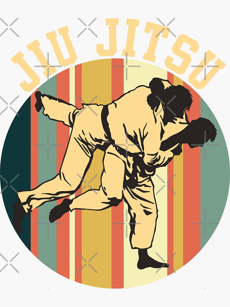 "Jiu Jitsu Silhouette Bjj Brazilian Jiu Jitsu Retro " Sticker for Sale ...