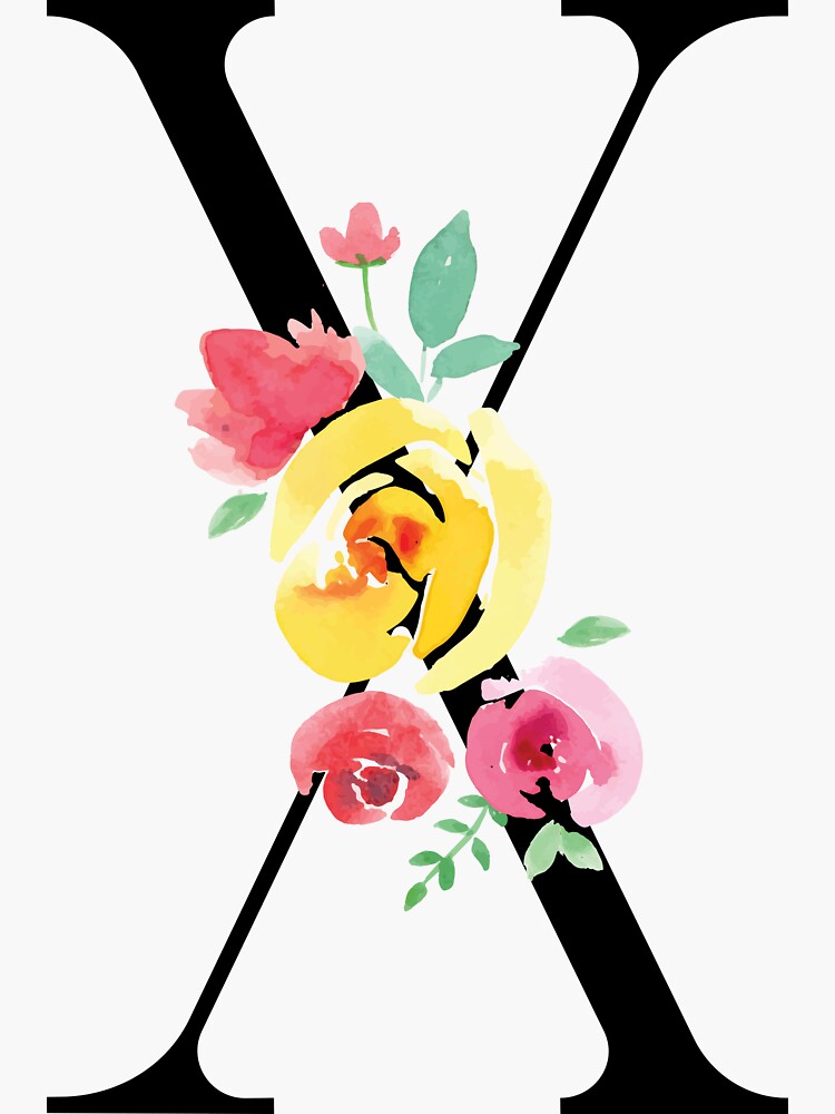 "Monogram X Rose WaterColour Sticker" Sticker for Sale by ...