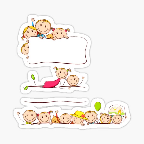 Sticker « groupe d'enfants illustration, dessin d'enfant dessin animé ...