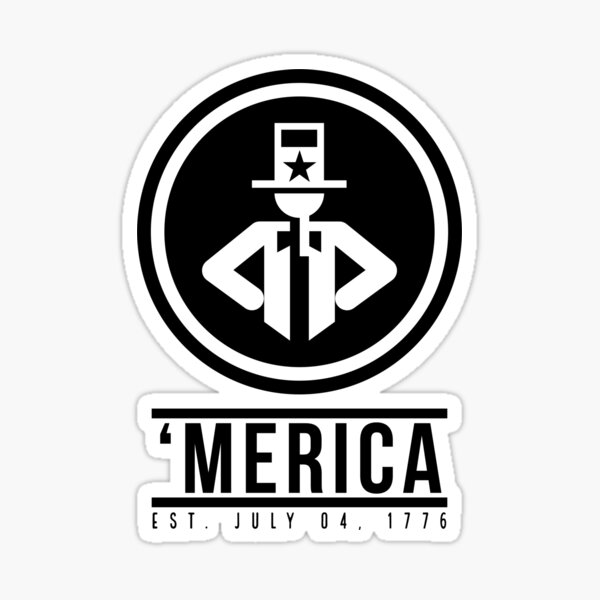 "'Merica (Black and White)" Sticker for Sale by TheBayDesigns | Redbubble