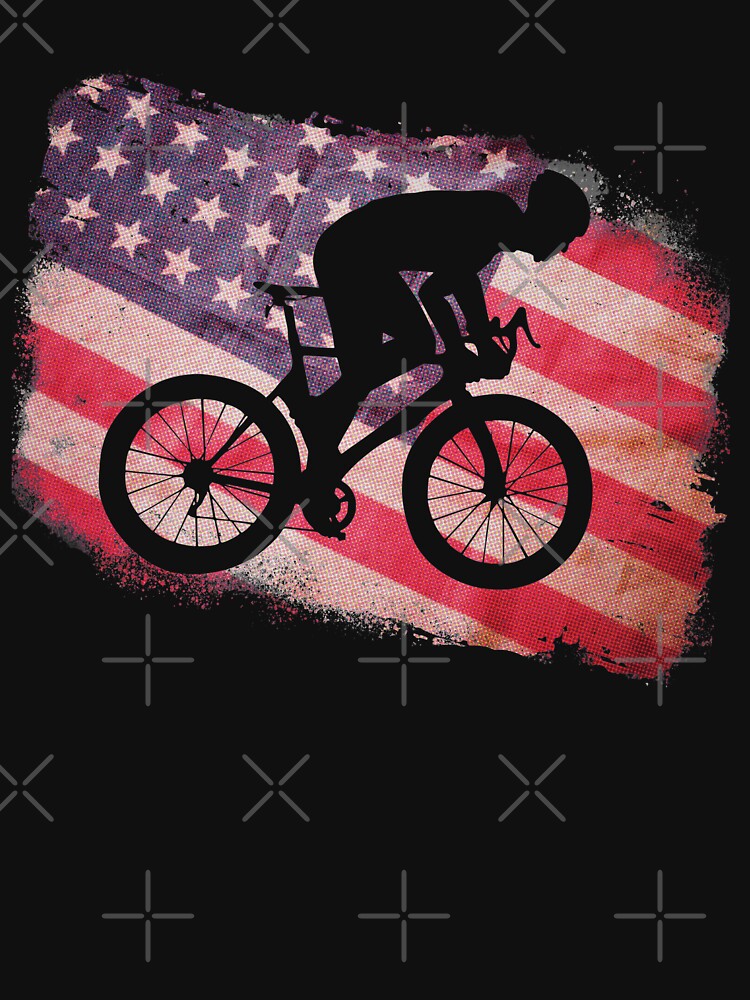 "USA American Bike Flag Cycling Team Stars and Stripes USA Cyclist" T ...
