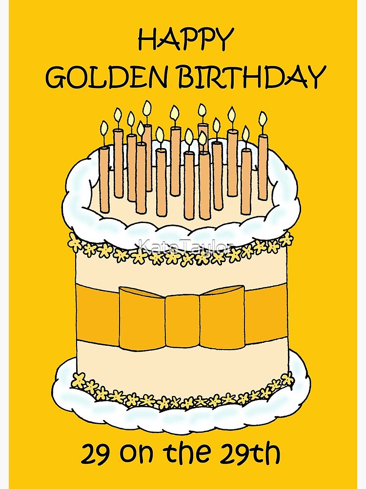 "Happy Golden Birthday 29 on the 29th Cartoon Cake and Candles ...
