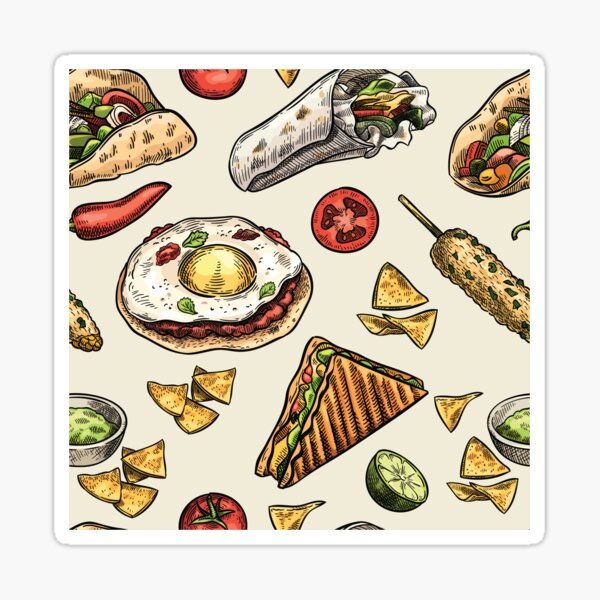 "Assorted Mexican Food Set - Taco, Guacamole, Burritos, Quesadillas ...