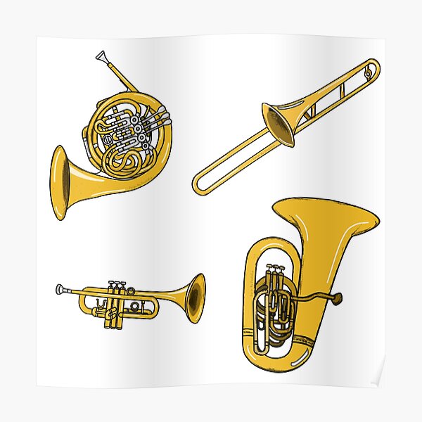 "Brass Instruments Sticker Pack Pattern" Poster for Sale by doodlerob ...