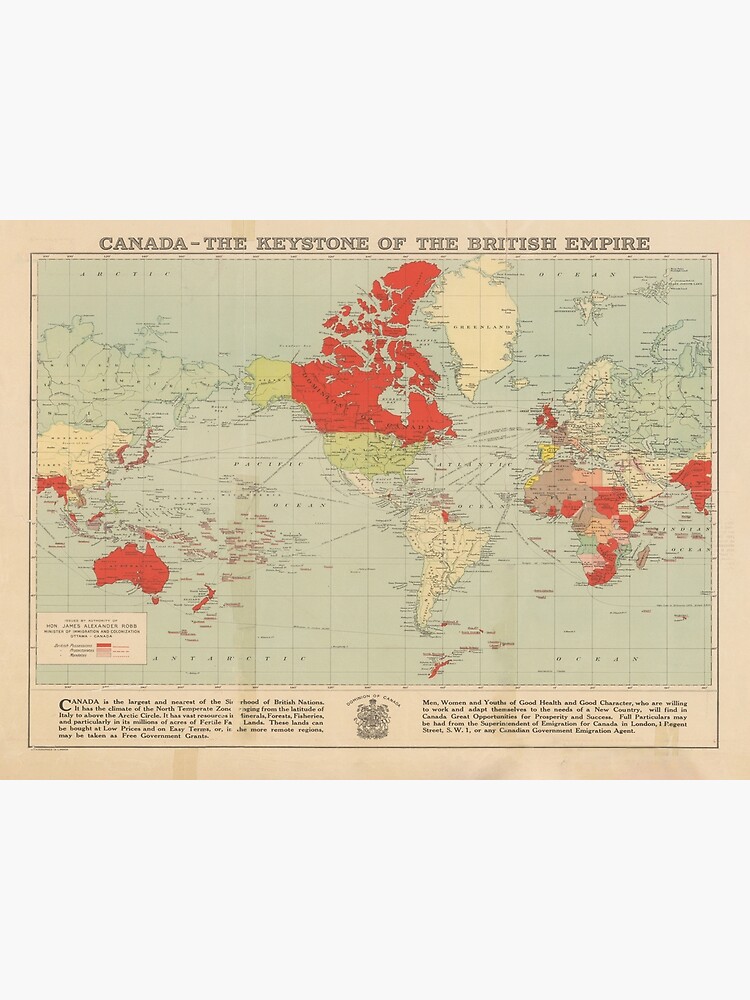 Póster «Antiguo mapa del mundo del Imperio Británico (1920) Atlas de la ...