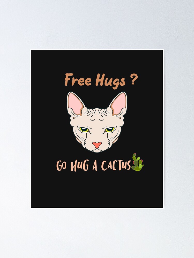 "Free Huges...Go Hug A Catus Funny Angry Cat" Poster for Sale by ...
