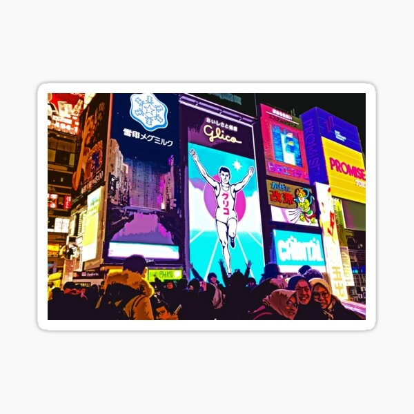 "Dotonbori running man Osaka Japan" Sticker for Sale by Meowmowraa ...