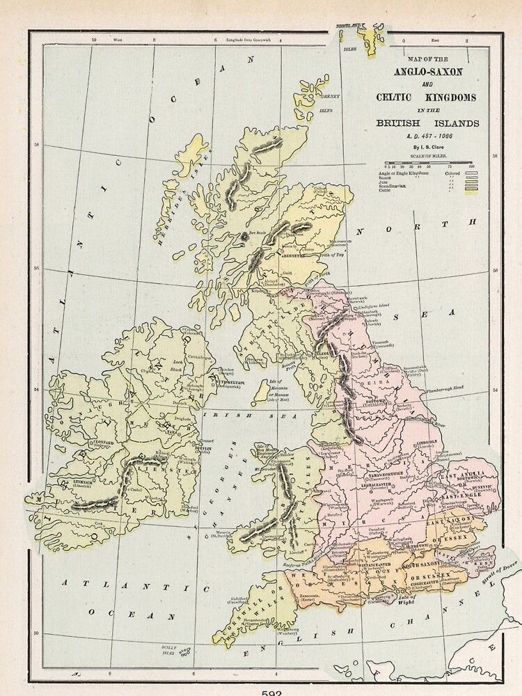 Sudadera con capucha «Antiguo mapa anglosajón de las islas británicas ...