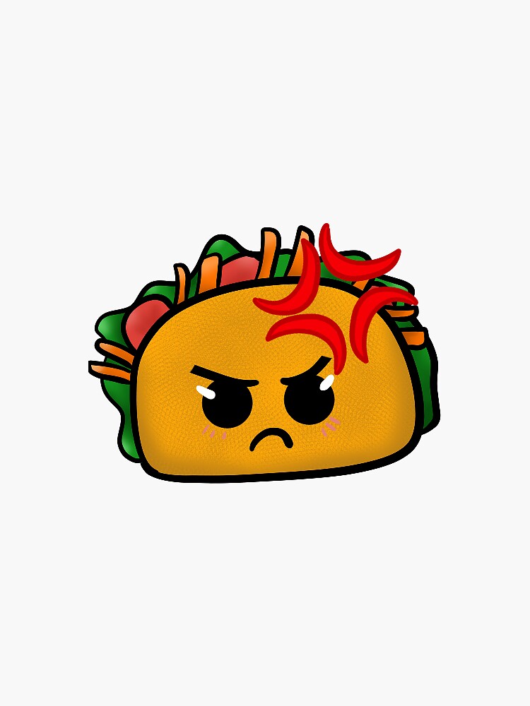 "Cute Angry Taco Emote Design" Sticker for Sale by Just-Cline | Redbubble
