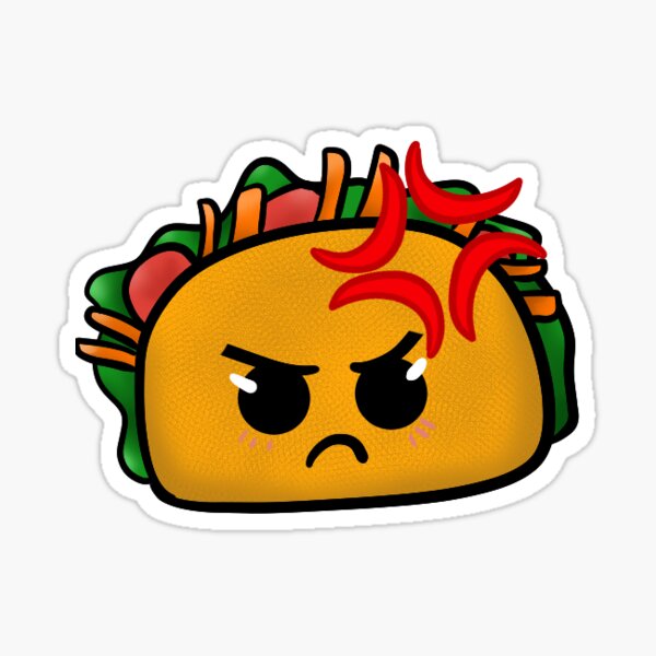 "Cute Angry Taco Emote Design" Sticker for Sale by Just-Cline | Redbubble