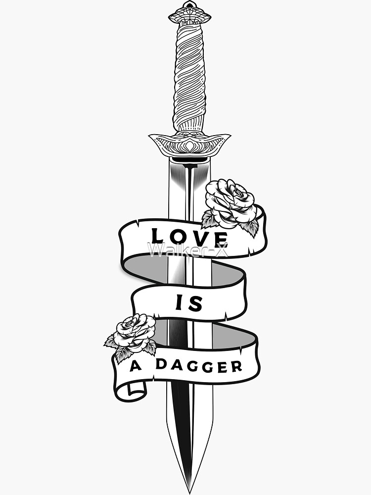 "Love is a dagger (B&W)" Sticker for Sale by Walker-X | Redbubble