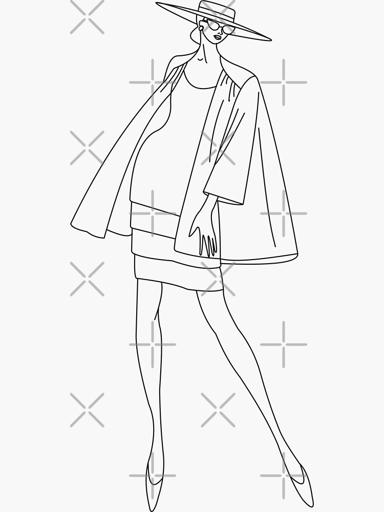 "Minimal Female Model line art , woman Line Art " Sticker for Sale by ...