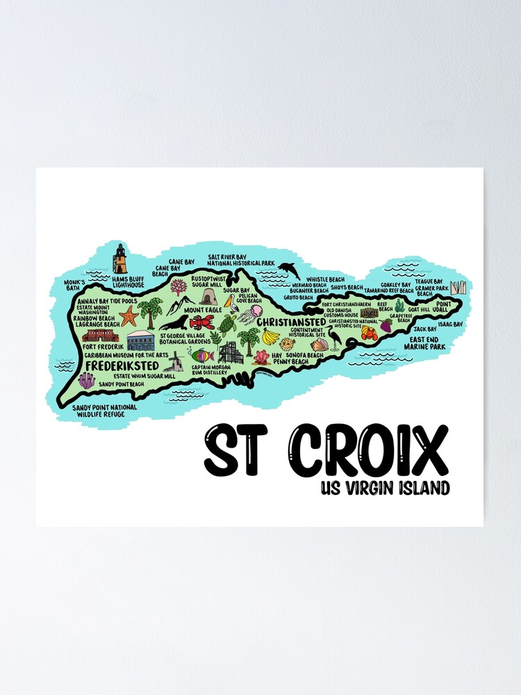 "St Croix Map Art" Poster for Sale by fiberandgloss | Redbubble