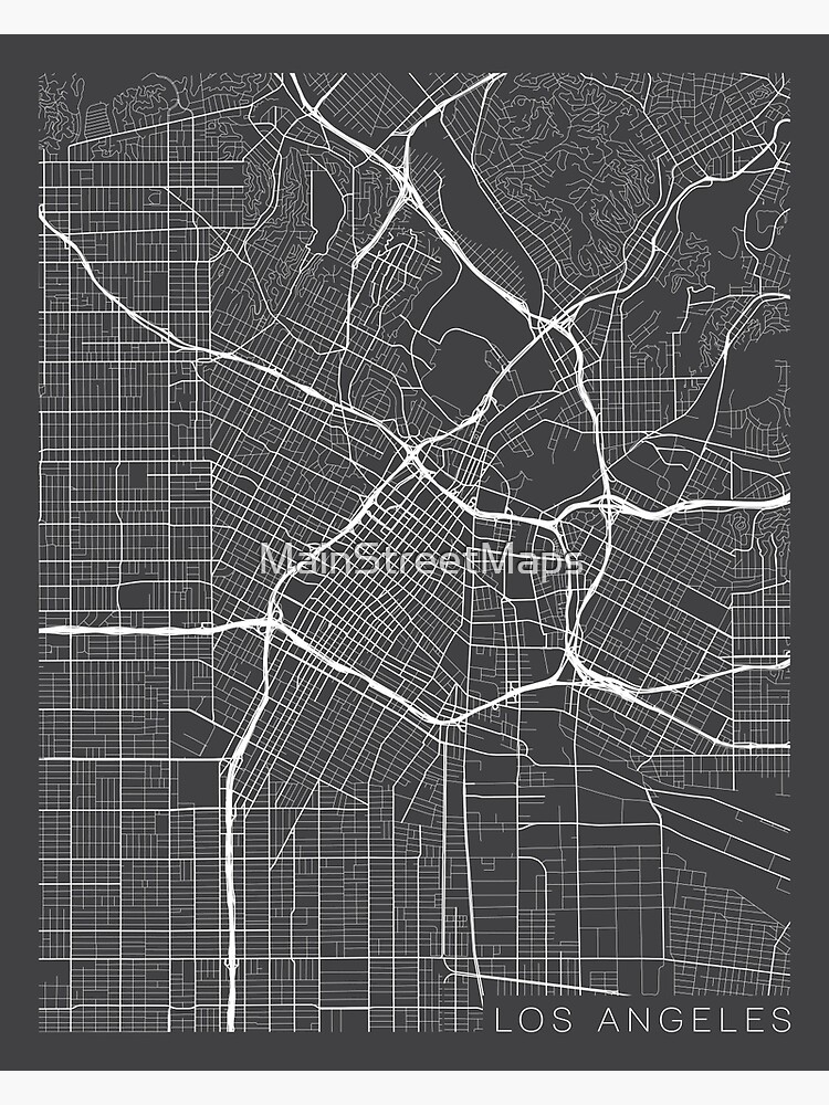 "Los Angeles Map, USA - Gray " Photographic Print by MainStreetMaps ...