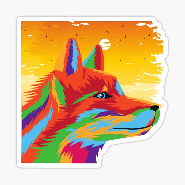 "Colorful/Rainbow fox in sunset" Sticker for Sale by Leez-designs ...