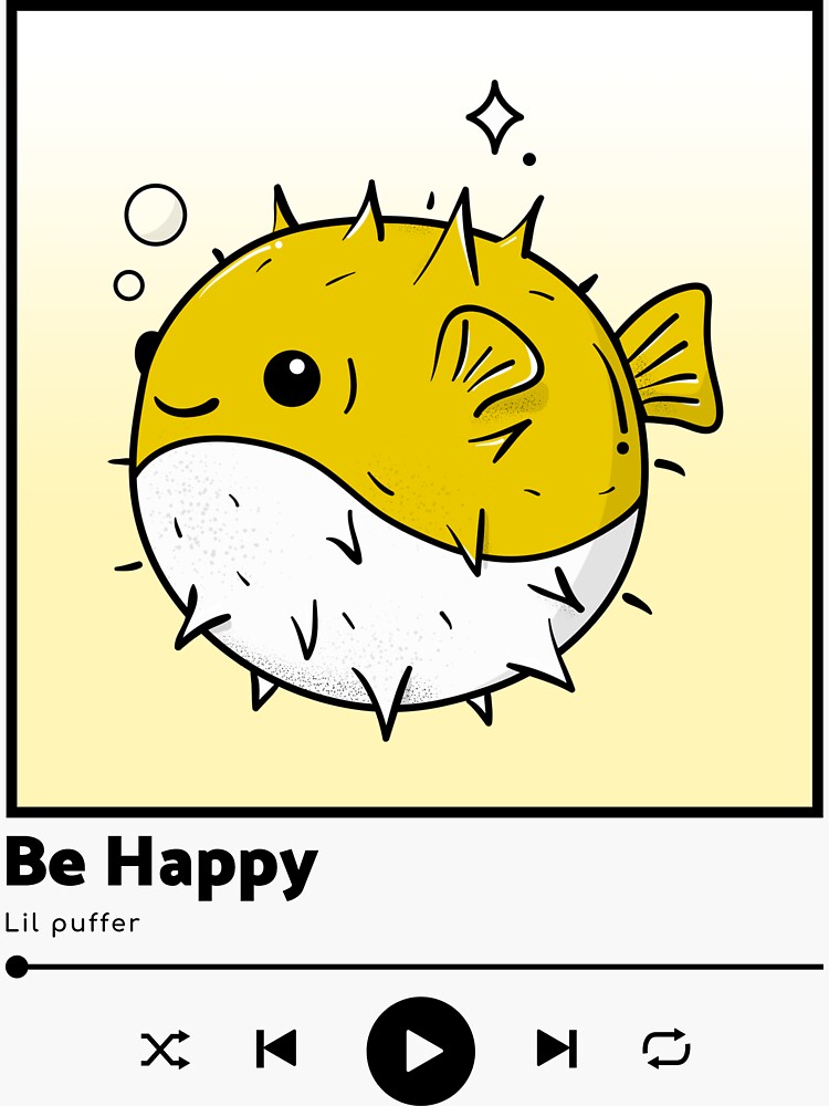 "Be Happy Puffer Fish" Sticker by Wachi-A | Redbubble